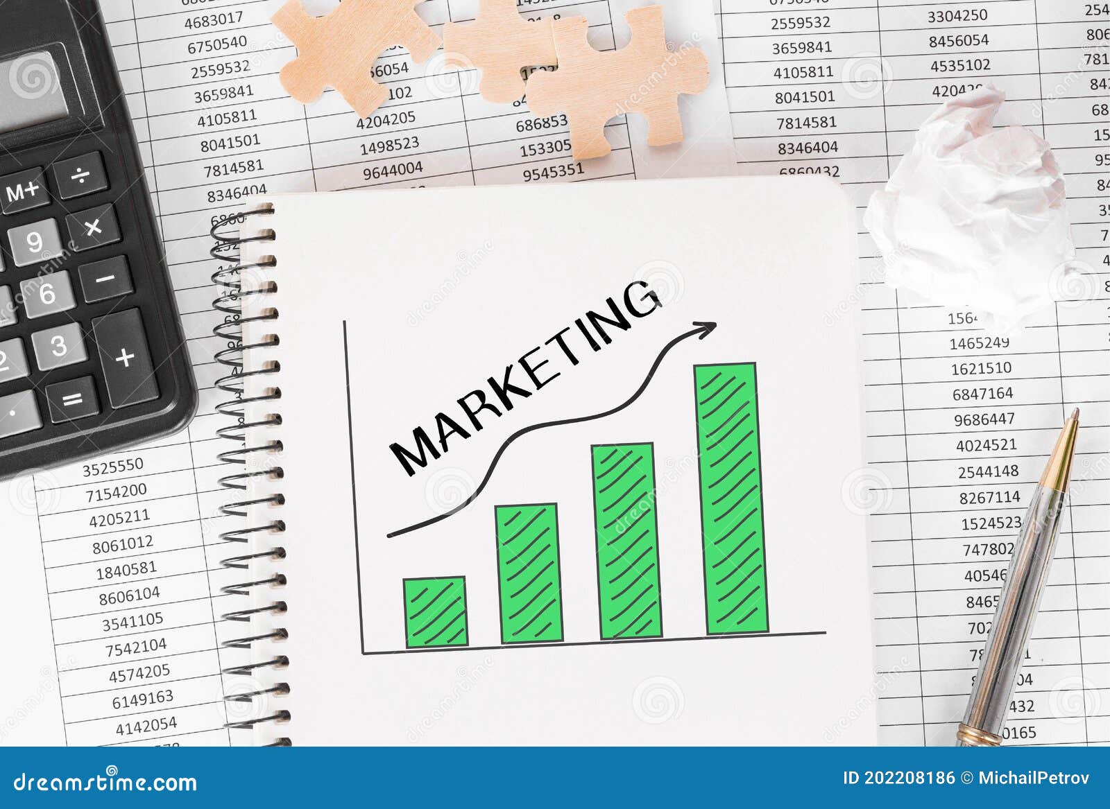 Notebook with Toolls and Notes about Marketing Strategy,concept Stock ...