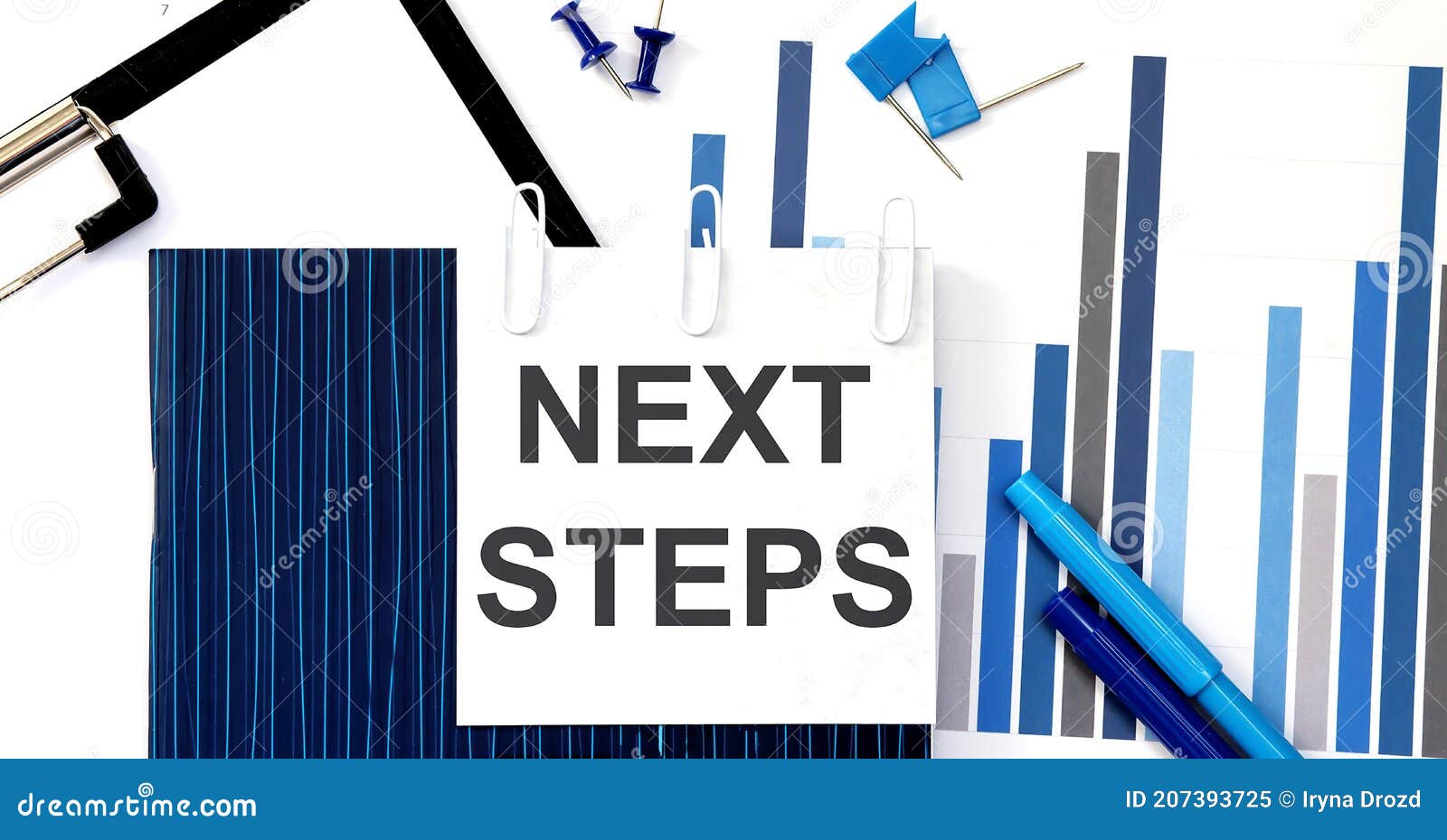 Notebook with Toolls and Notes about NEXT STEPS on Sticker ,concept ...