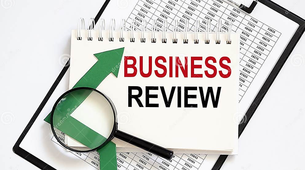 Notebook with Tools and Notes about BUSINESS REVIEW Stock Photo - Image ...