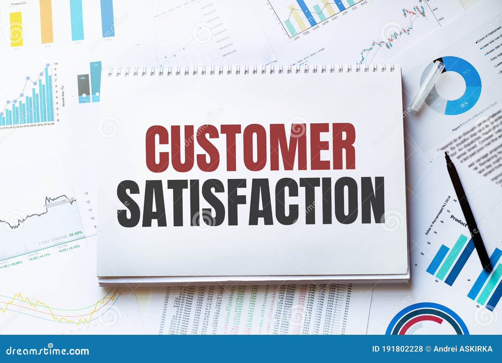 Notebook with Tools and Notes about CUSTOMER SATISFACTION, Concept ...