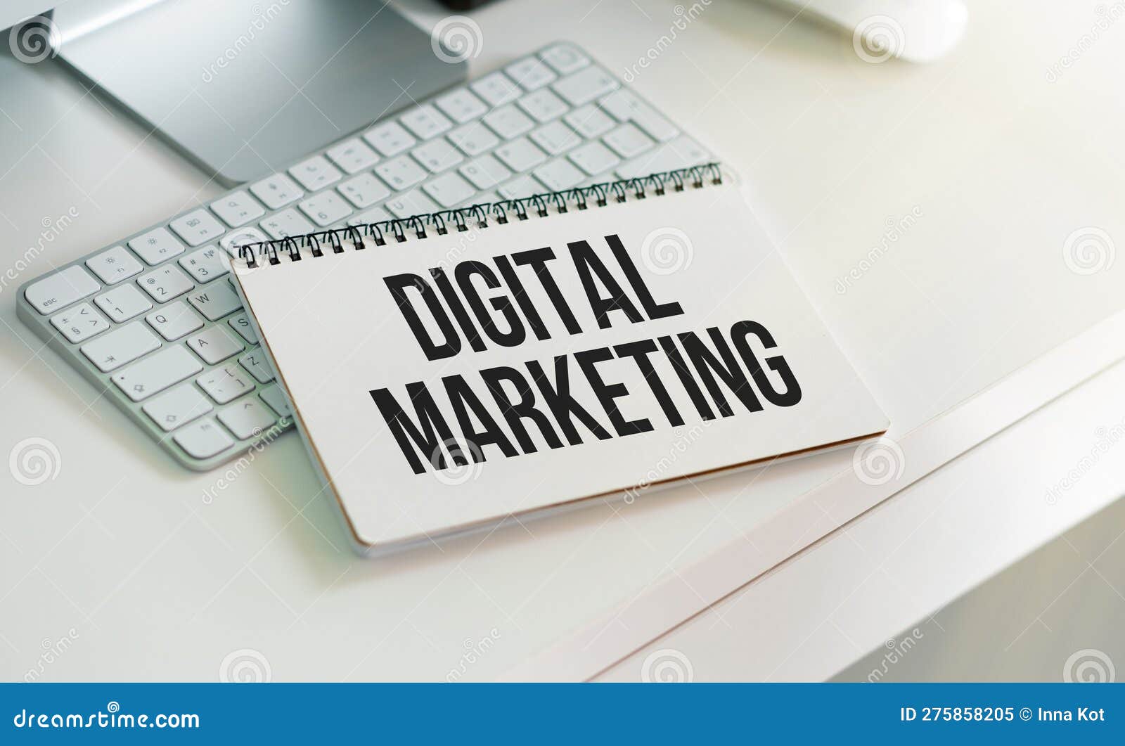 Notebook with Tools and Notes about Digital Marketing, Concept. Stock ...