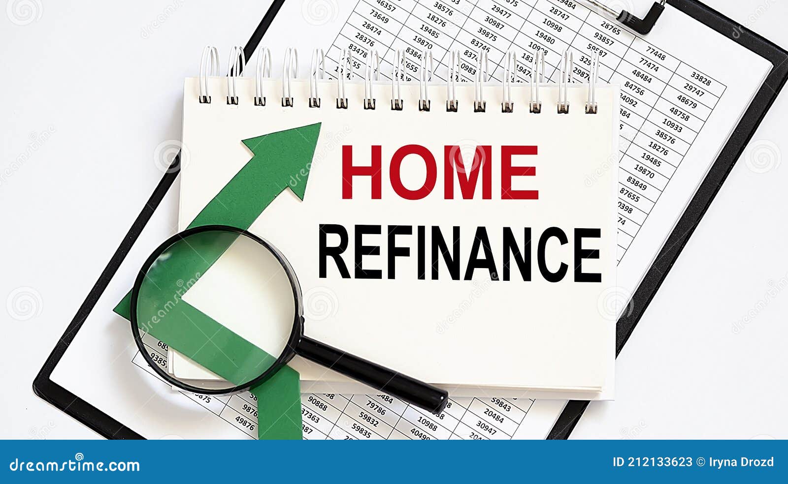 Notebook with Tools and Notes about Home Refinance with Chart,business ...