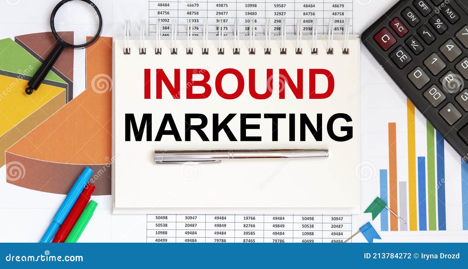 Notebook with Tools and Notes about INBOUND MARKETING ,concept Stock ...