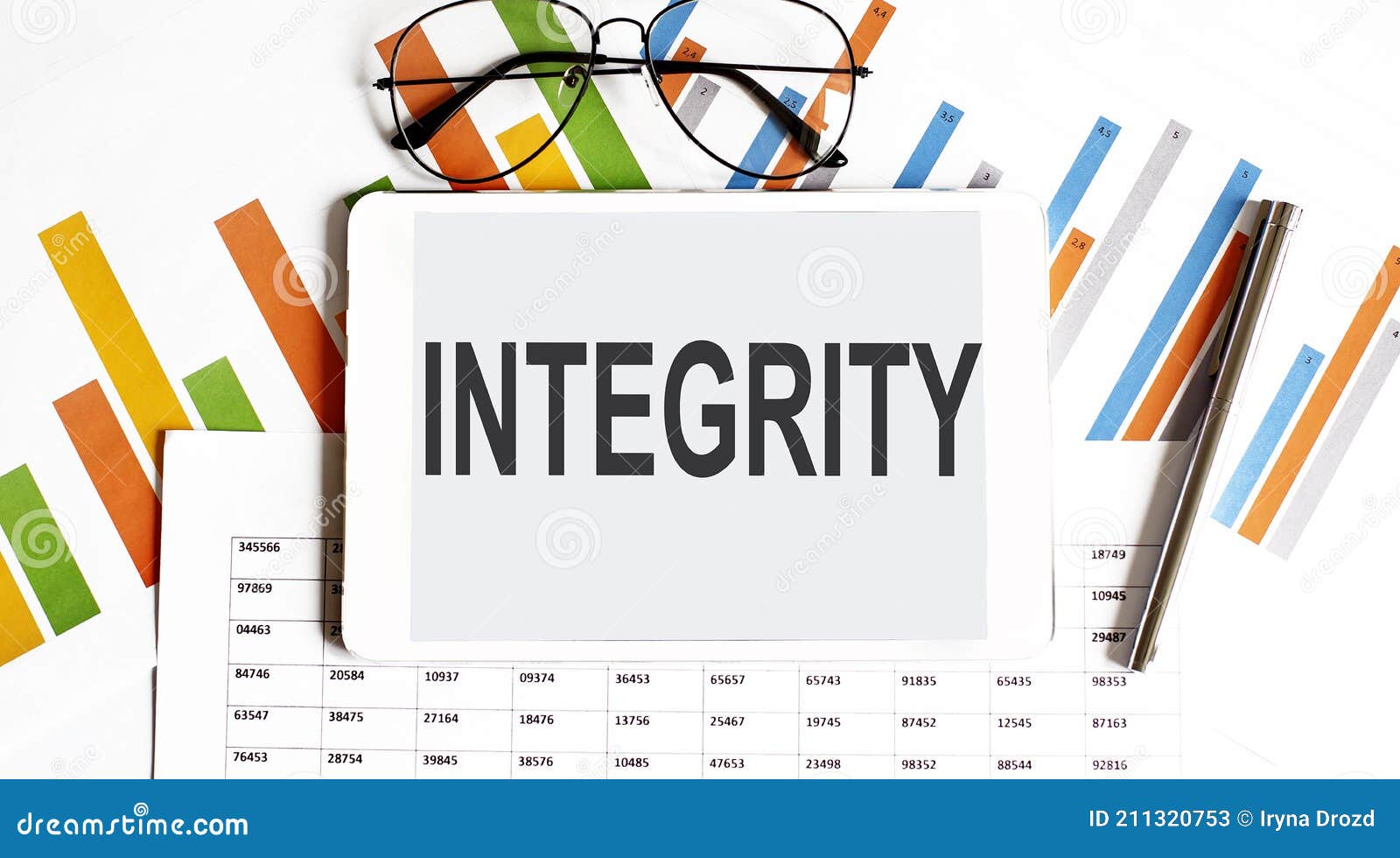 Notebook with Tools and Notes about INTEGRITY, Concept with Charts ...