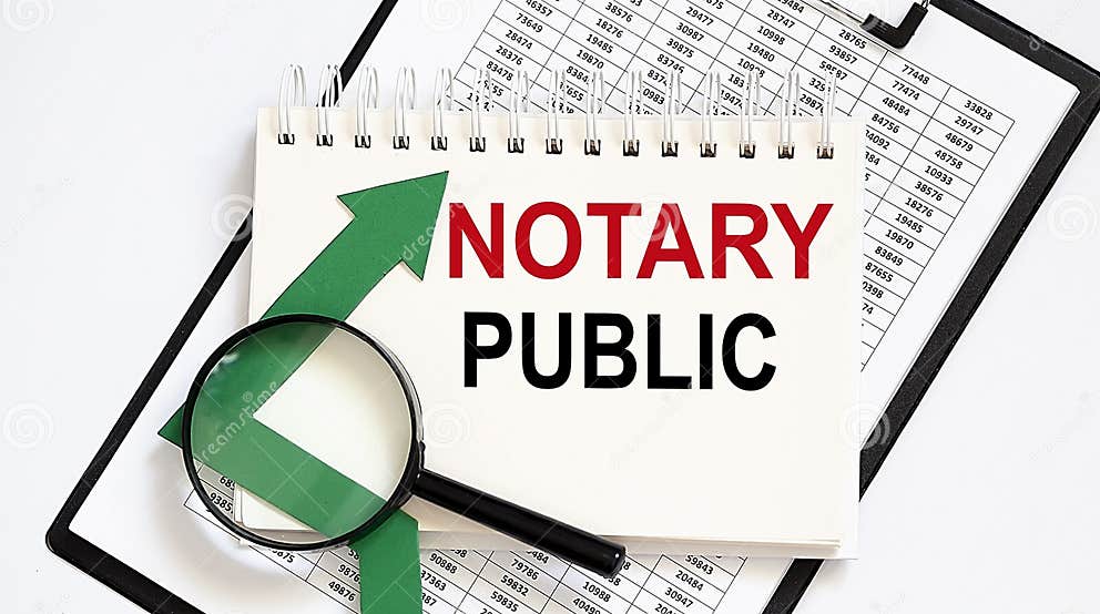 Notebook with Tools and Notes about Notary Public with Chart Stock ...