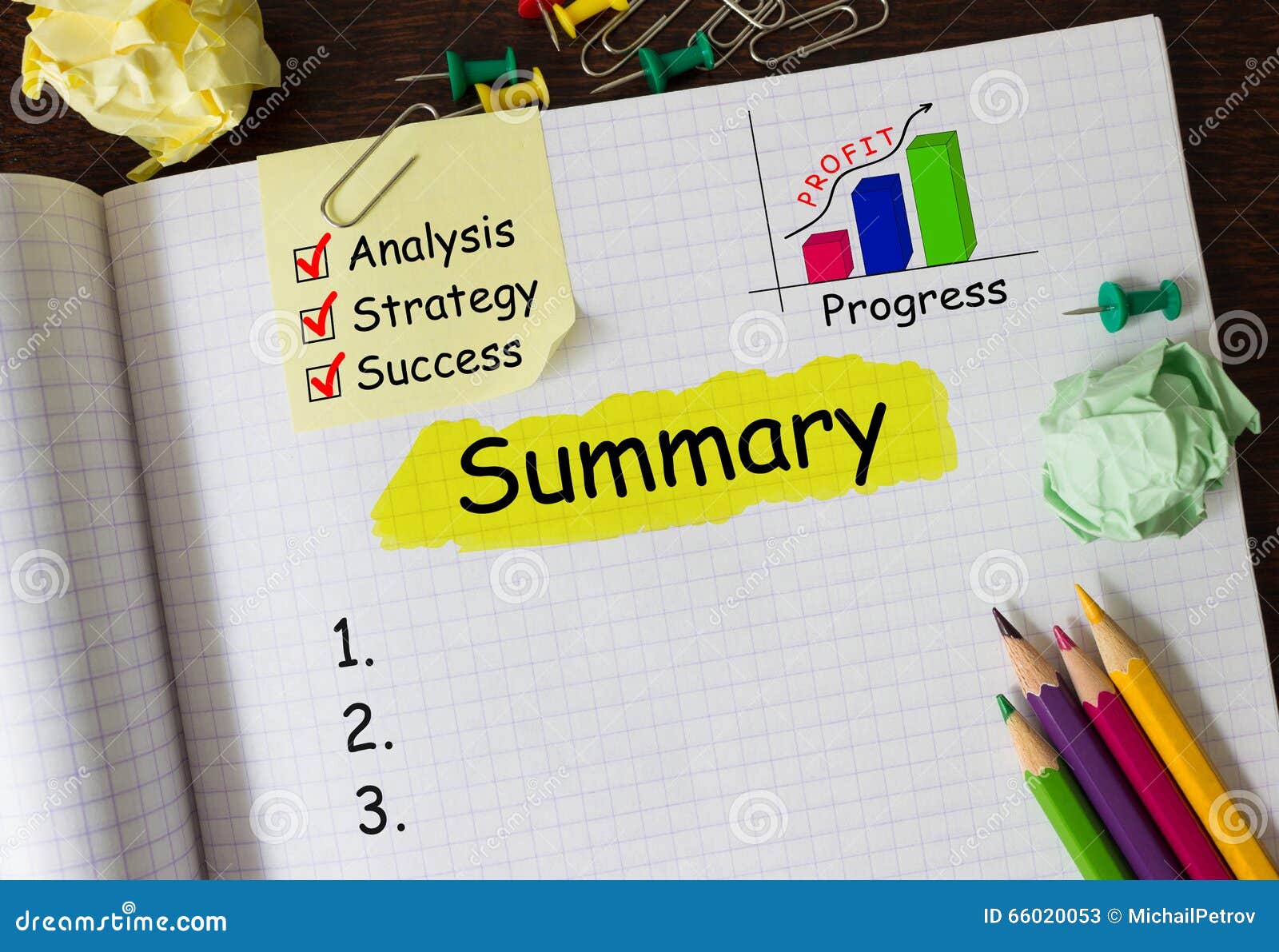 Notebook with Tools and Notes about Summary Stock Image - Image of ...