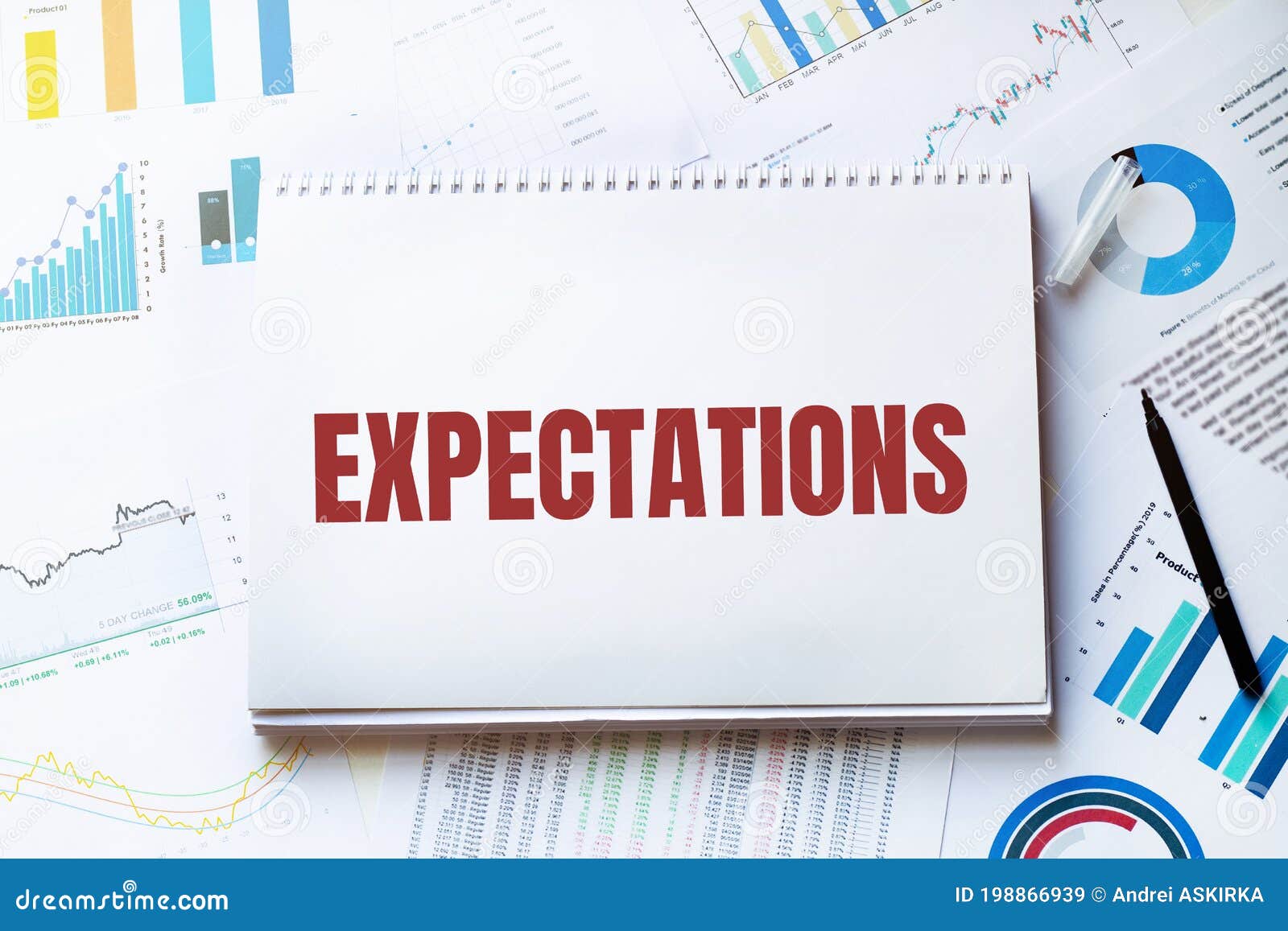 Notebook with Tools and Notes with Text EXPECTATIONS Stock Image ...