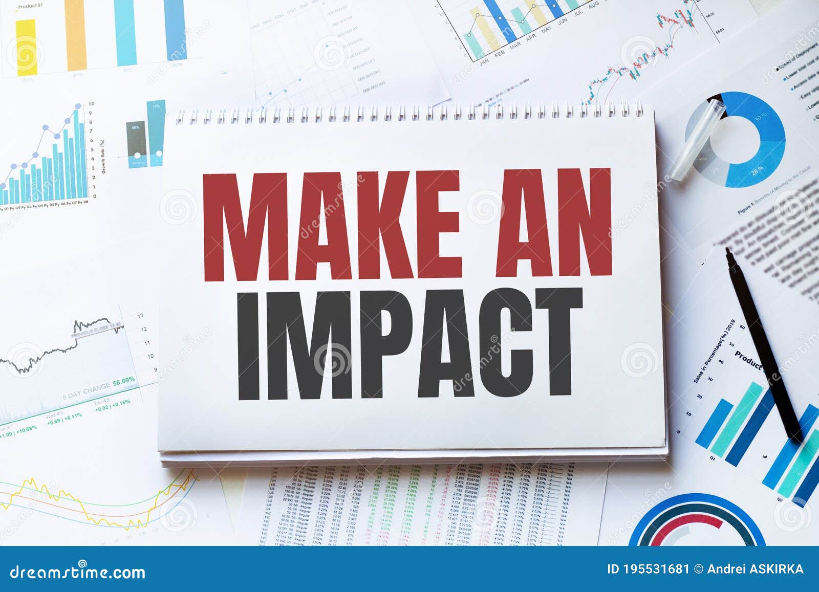 Notebook with Tools and Notes with Text MAKE an IMPACT Stock Image ...