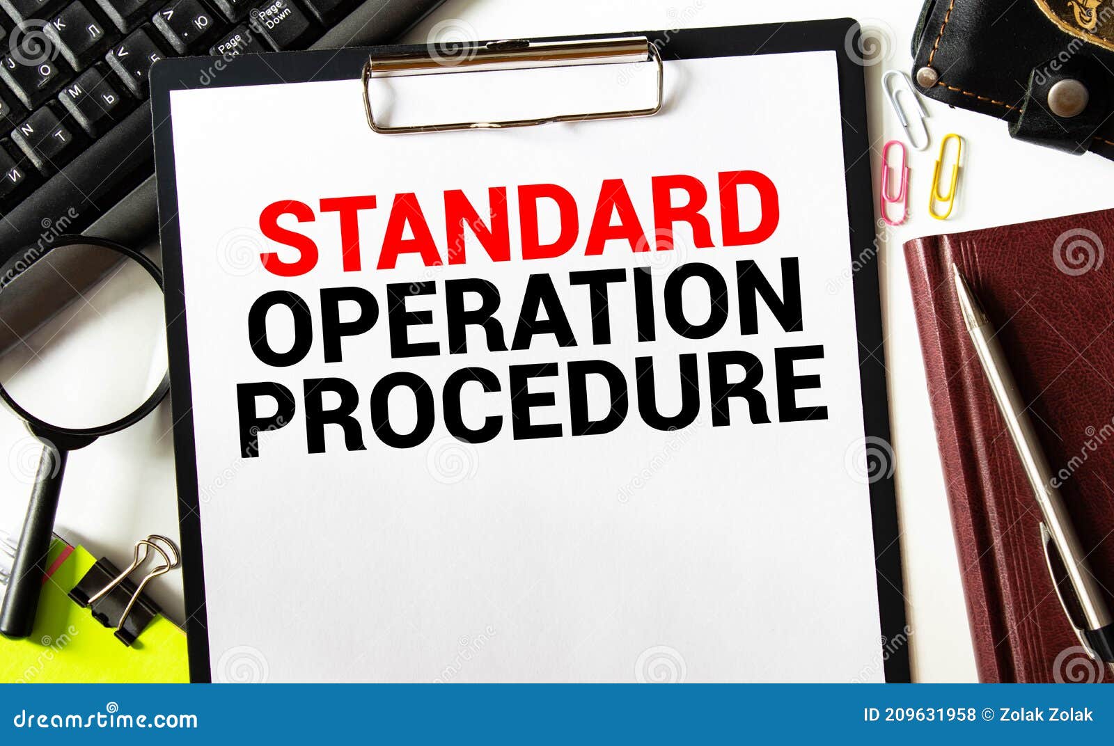 Notebook with Tools and Notes with Text STANDARD OPERATION PROCEDURE ...