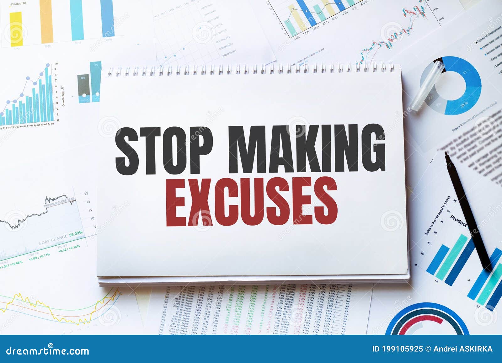 Notebook with Tools and Notes with Text STOP MAKING EXCUSES Stock Image ... Notebook with Tools and Notes with Text STOP MAKING EXCUSES Stock Image ...