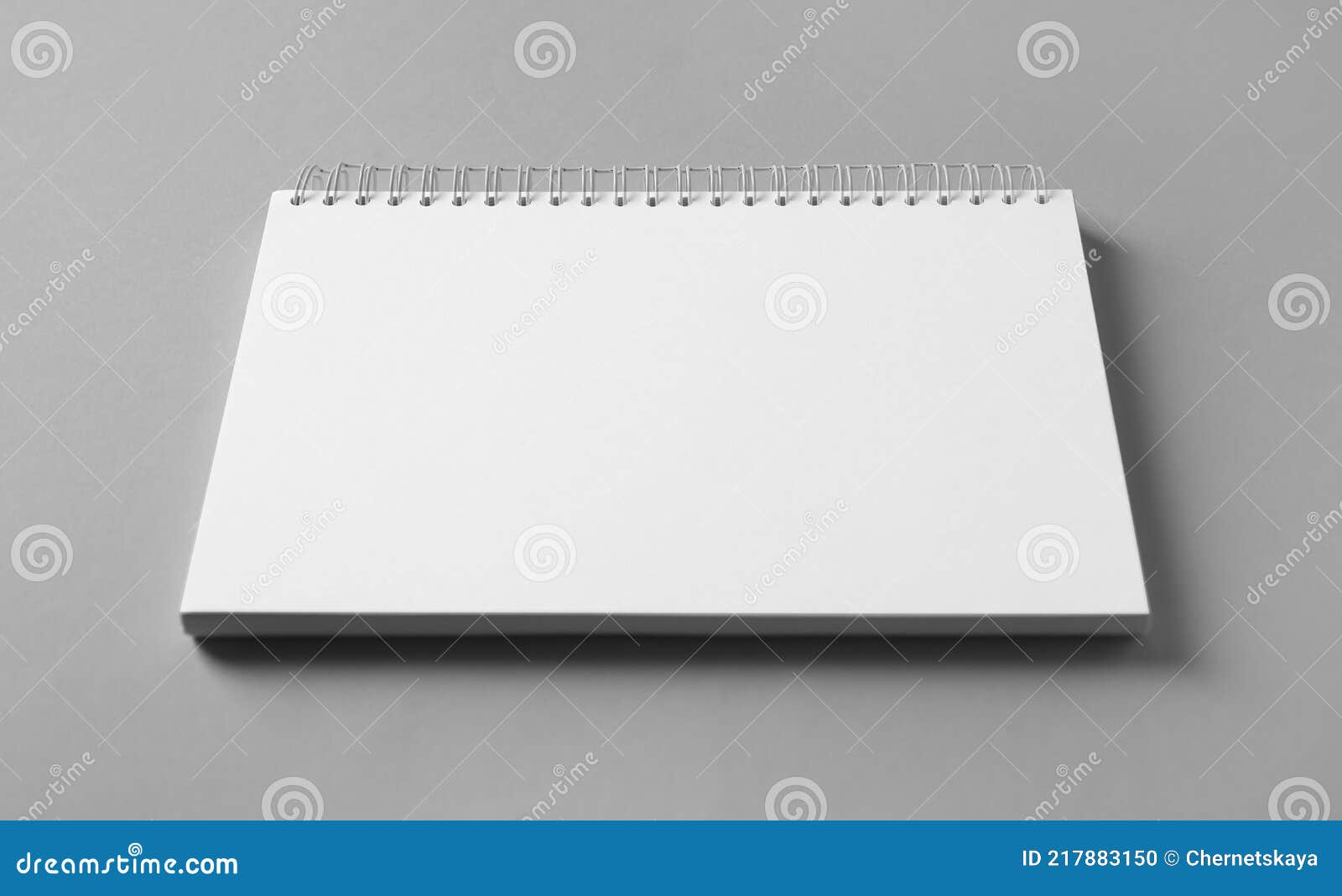 Notebook Vazio Sobre Fundo Cinza. Mockup Para Design Foto de Stock ...