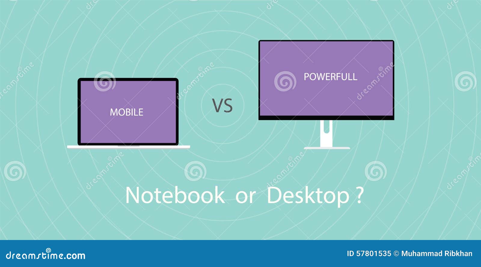 Notebook vs pc desktop stock vector. Illustration of compare - 57801535