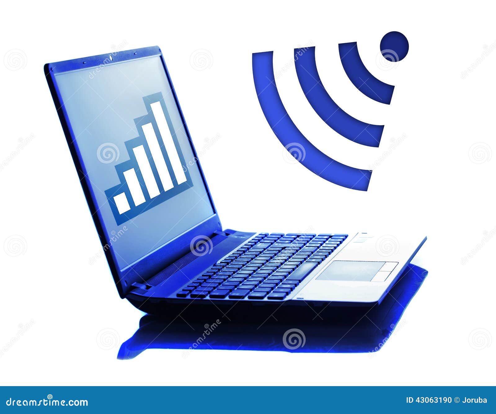 Notebook with wi-fi symbol stock illustration. Illustration of monitor ...