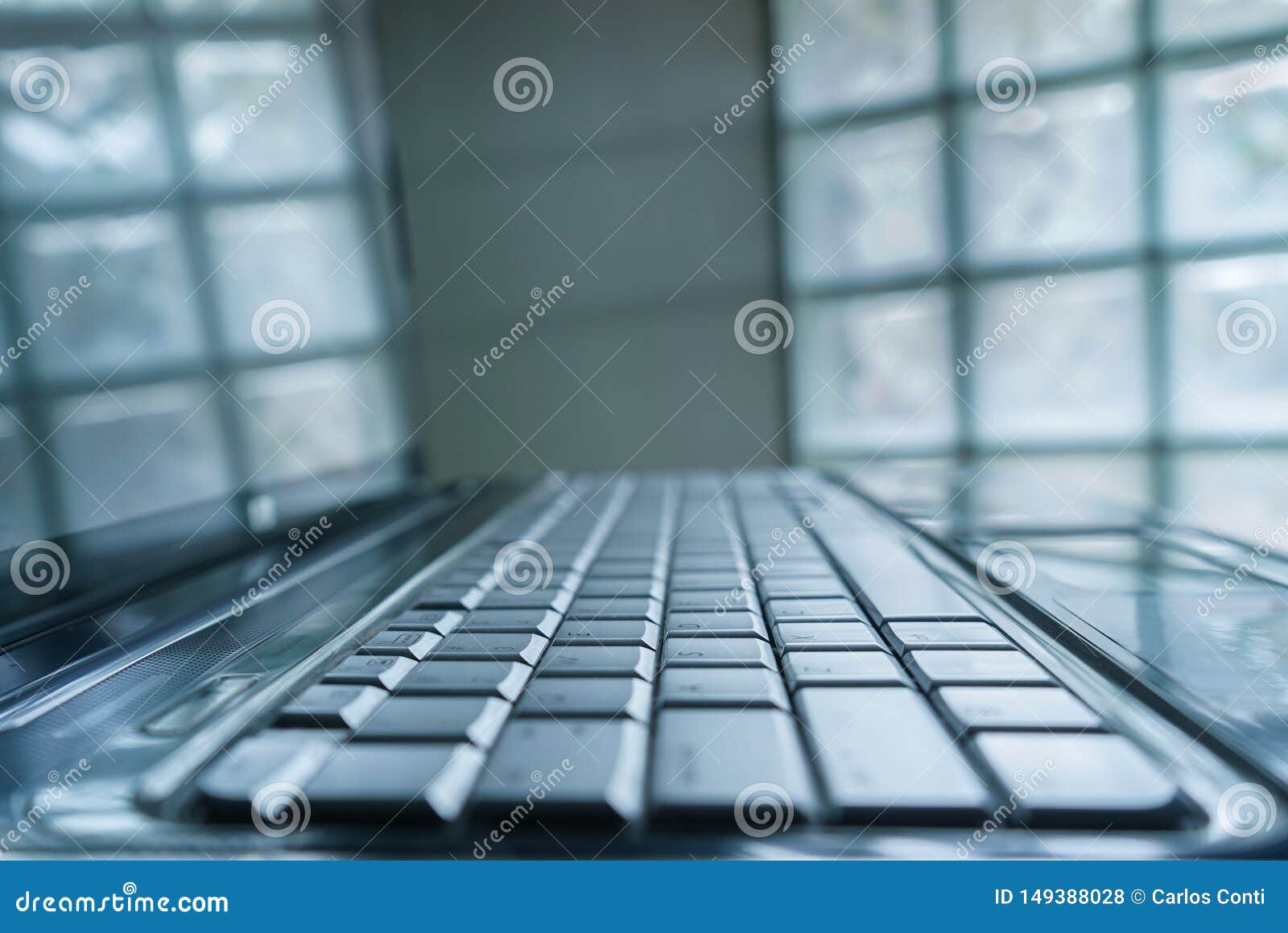 NOTEBOOK with a WINDOW REFLEX Stock Photo - Image of black, laptop ...