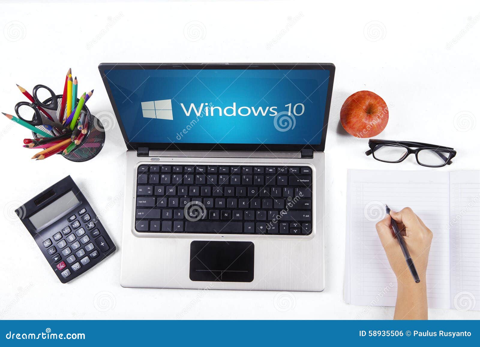 Notebook with Windows 10 and Student Hand Editorial Photo - Image of ...