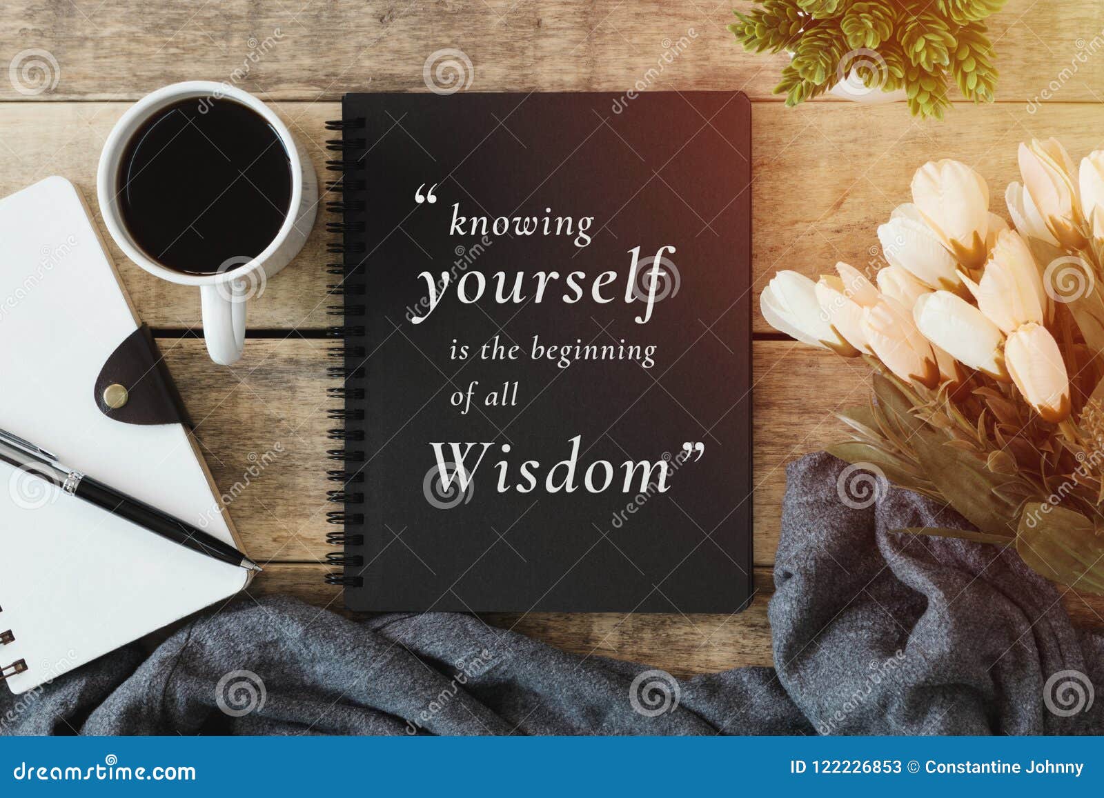 Notebook with Wisdom Quote. Stock Image - Image of journal, nostalgia ...