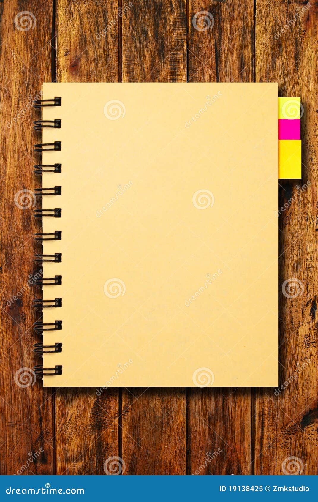 Notebook on Wood Background Stock Image - Image of blank, material ...