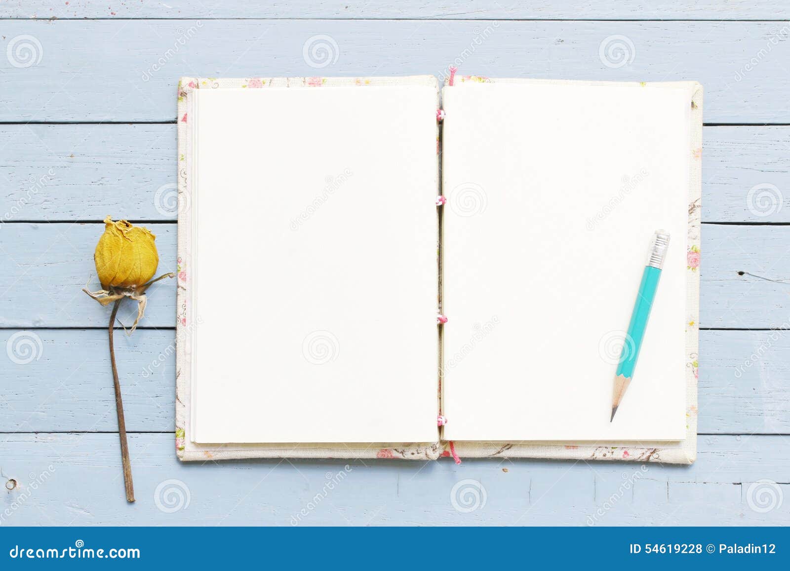 Notebook on wooden table stock photo. Image of page, blank - 54619228