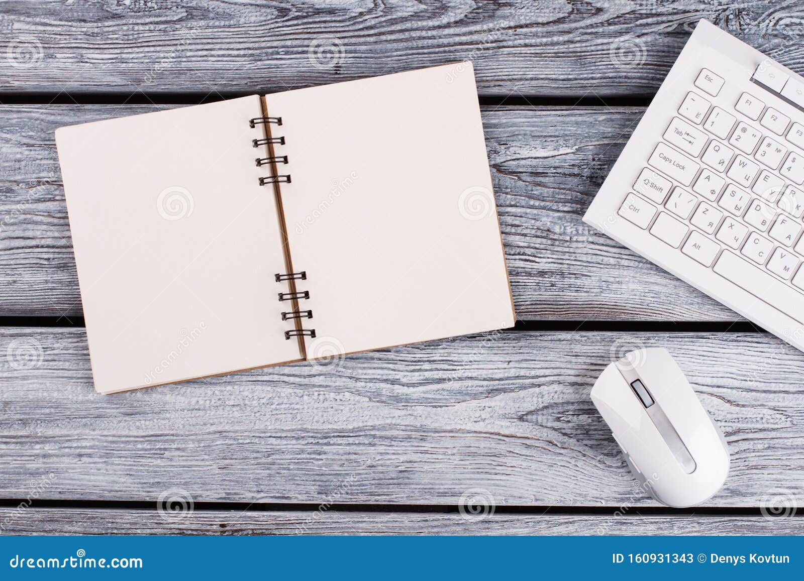 Notebook on wooden table. stock image. Image of gray - 160931343