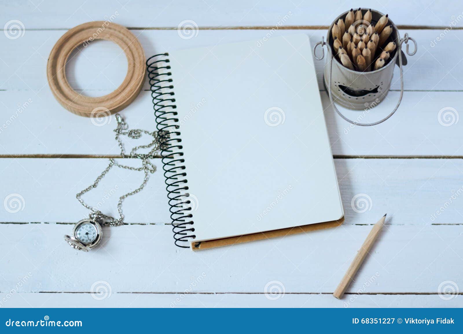 Notebook Wooden White Table Stock Image - Image of document, coffee ...