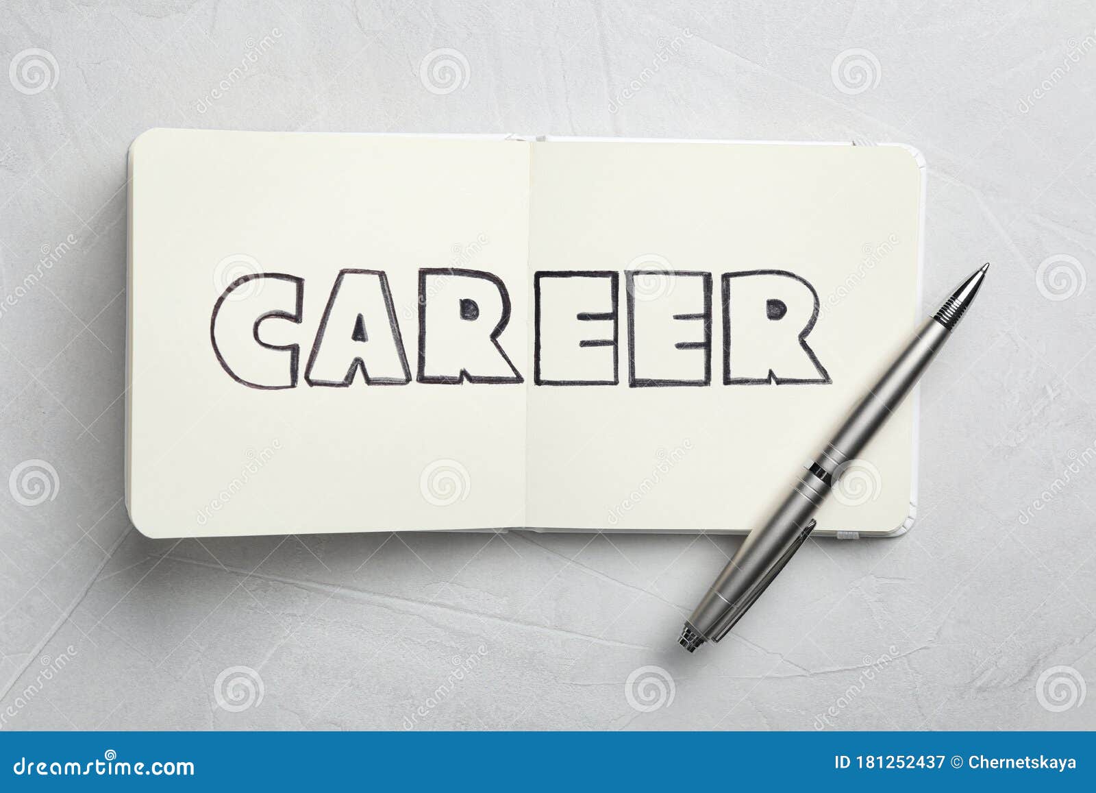 Notebook with Word CAREER and Pen on Table, Top View Stock Image ...