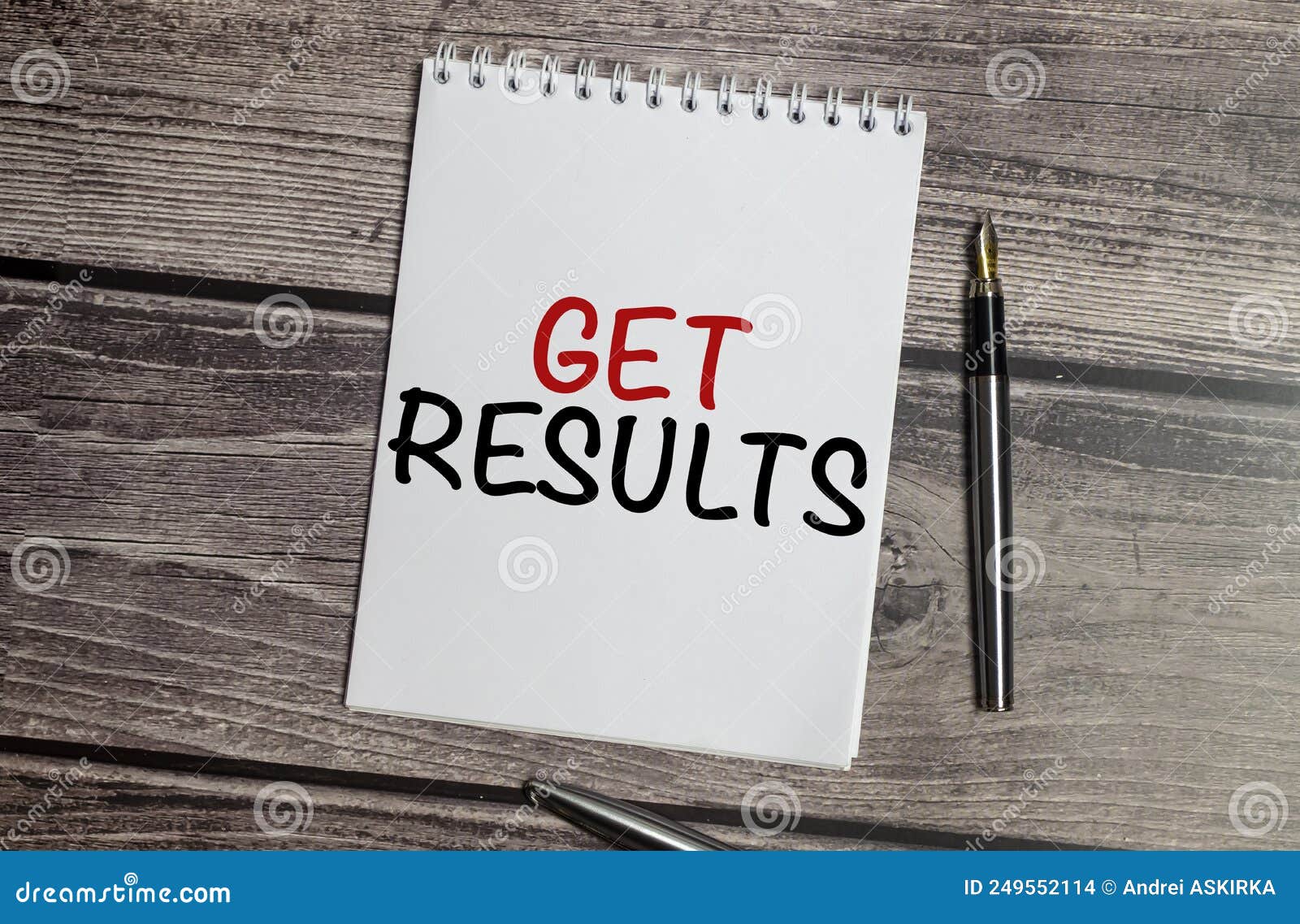 Notebook with the Word Get Results on Wooden Background Stock Photo ...