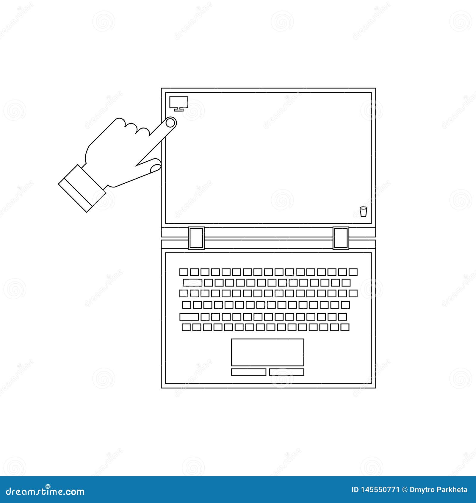 Notebook work help outline stock vector. Illustration of computer ...