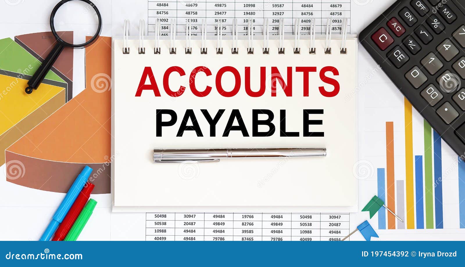 Notebook Writing Account Payable, Table with Charts and Office Tools ...