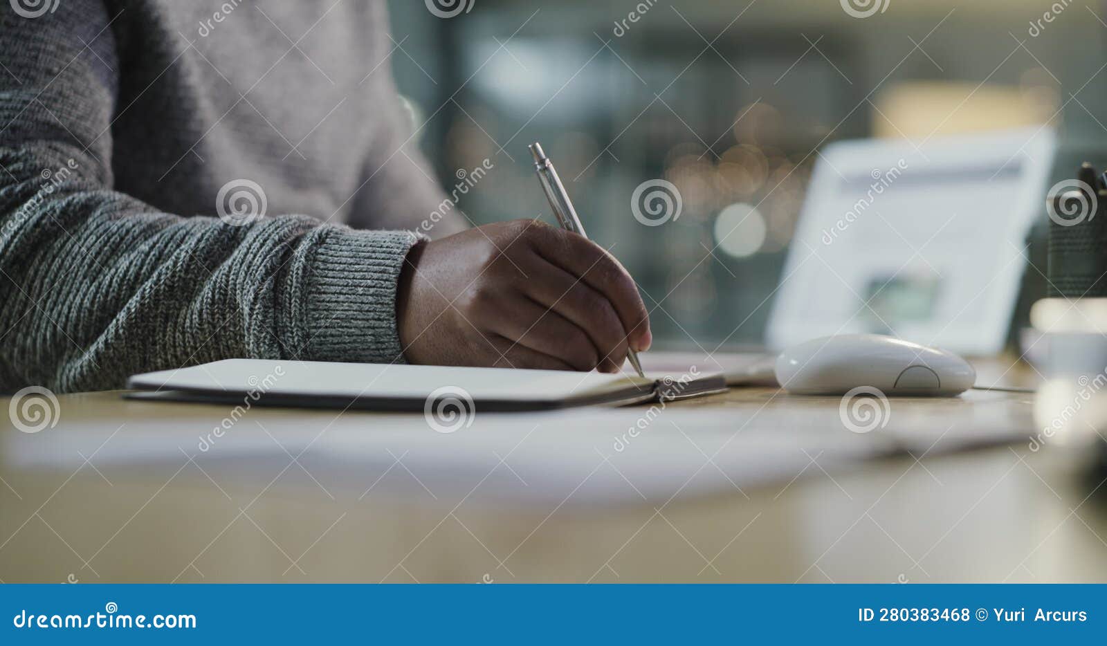 Notebook, Writing and Business Man Hands in Office Planning ...