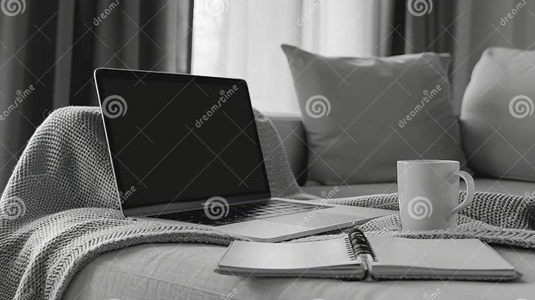 A Notebook with Writing beside an Open Laptop and a Coffee Cup on a ...