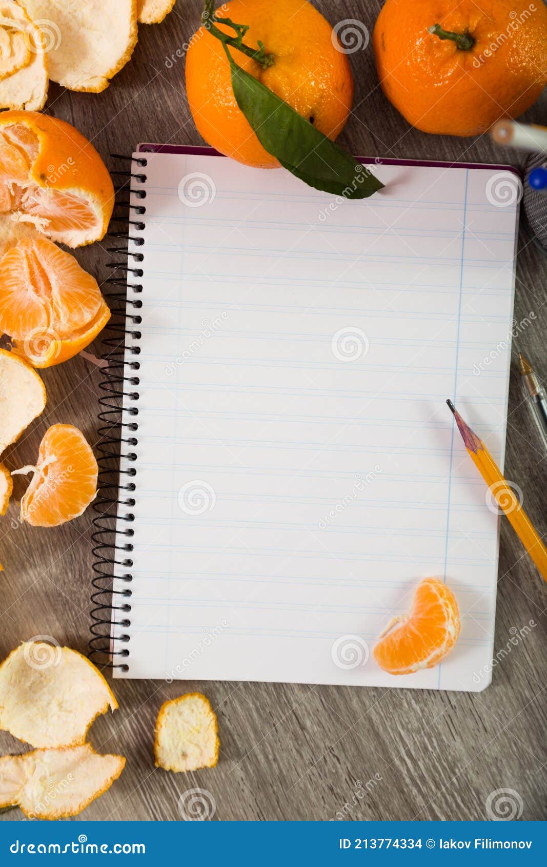 Notebook with Writing Utensils Stock Photo - Image of writing, peel ...