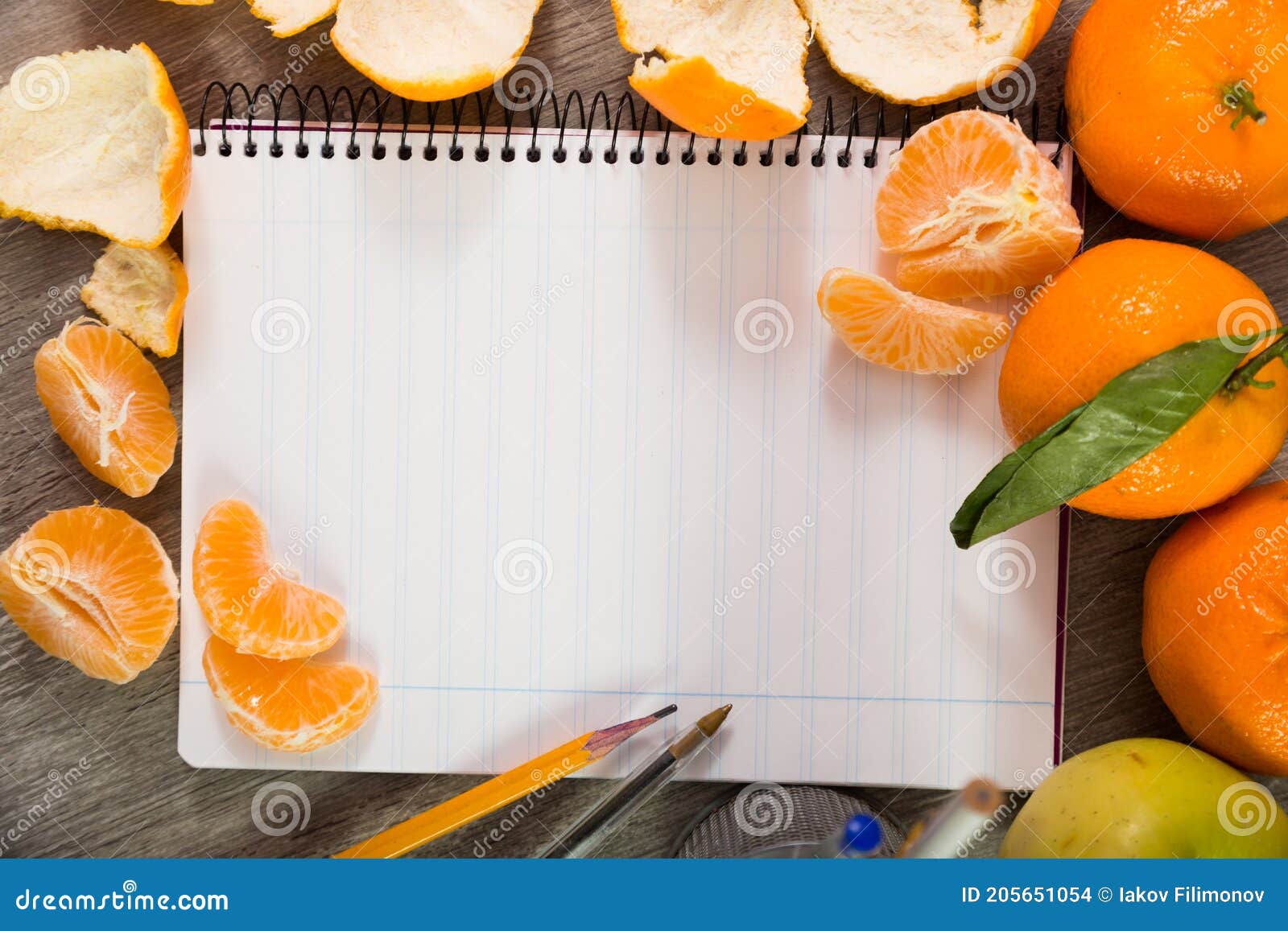 Notebook with Writing Utensils Stock Photo - Image of side, page: 205651054
