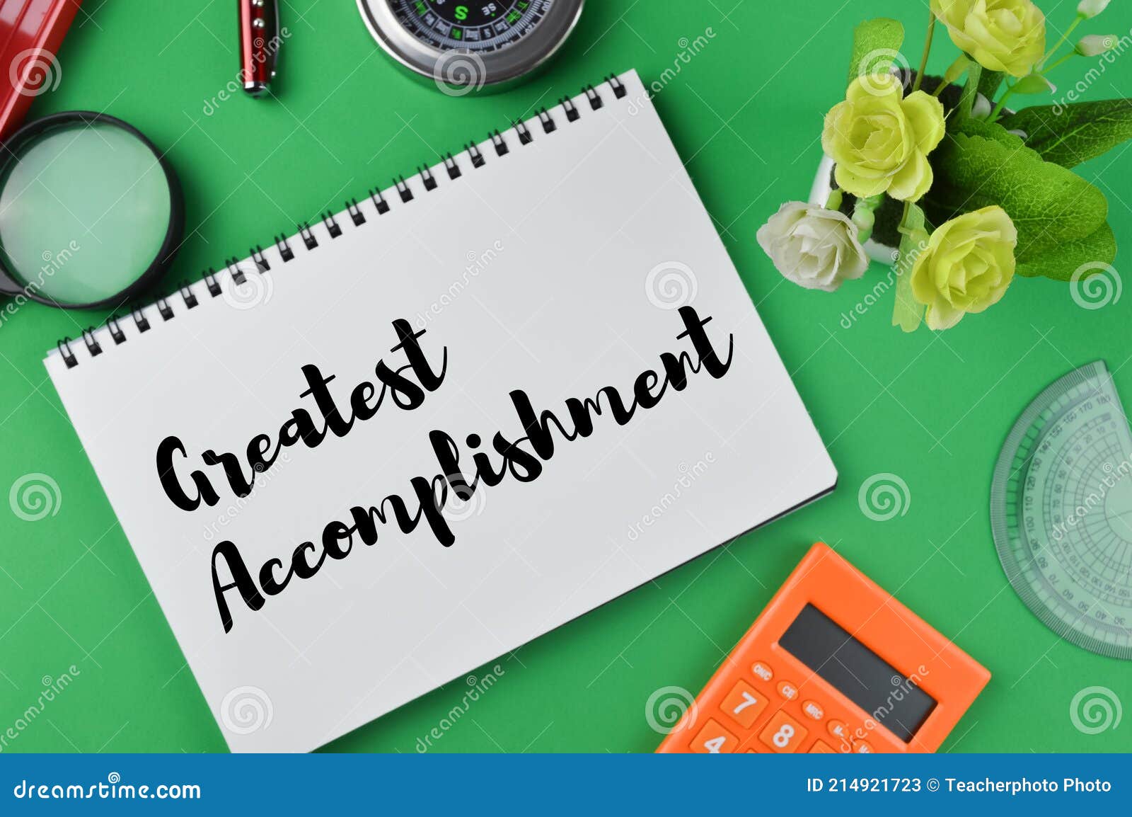 Notebook Written with GREATEST ACCOMPLISHMENT Stock Image - Image of ...