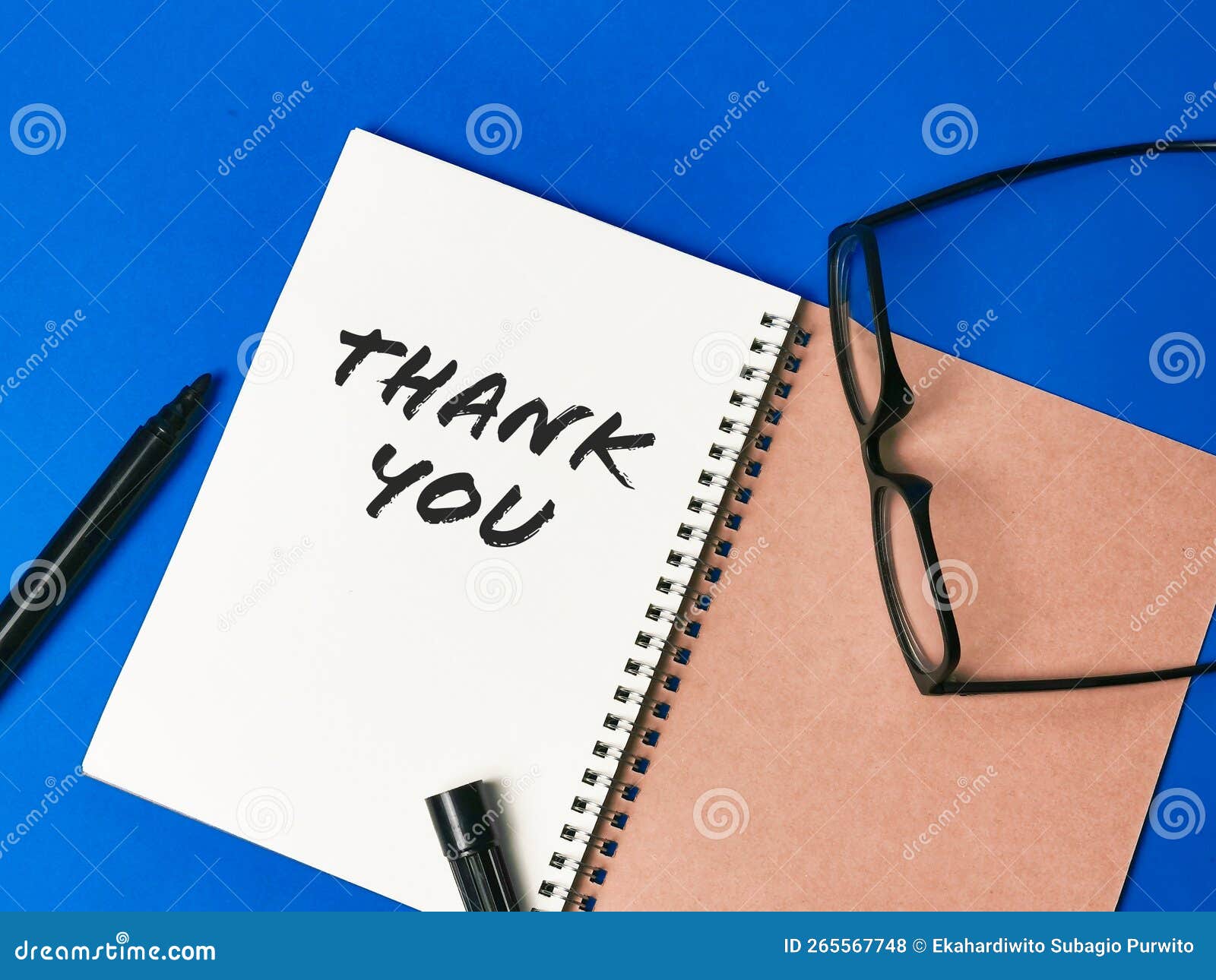 Notebook Written Thank You with a Pen and Eye Glasses. Stock Photo ...
