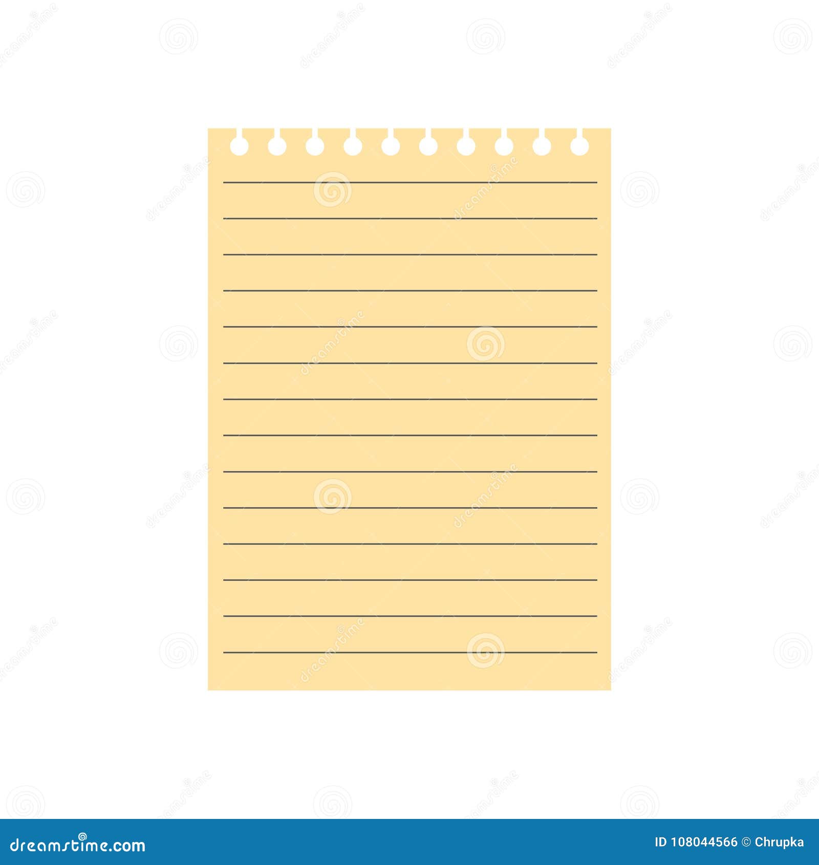 Notebook Yellow Lined Paper Sheet Stock Vector - Illustration of ...