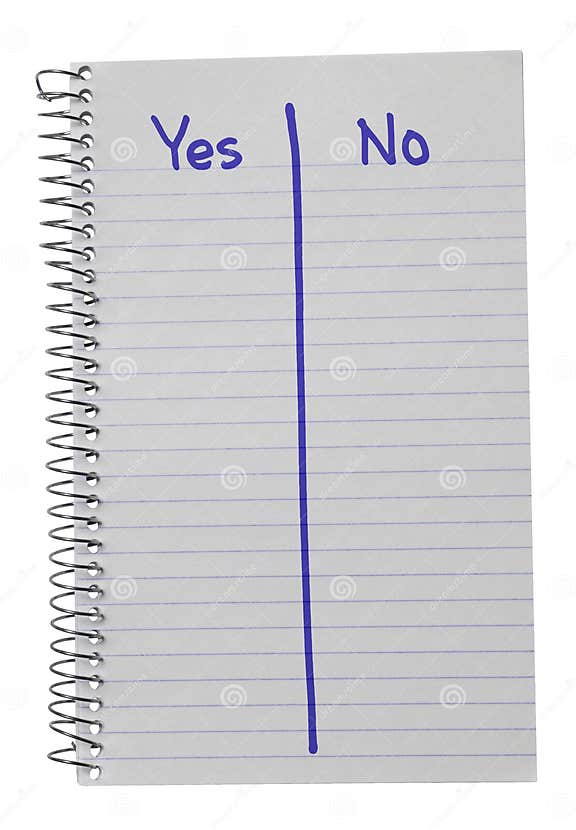Notebook yes vs no in blue stock image. Image of vote - 47206777