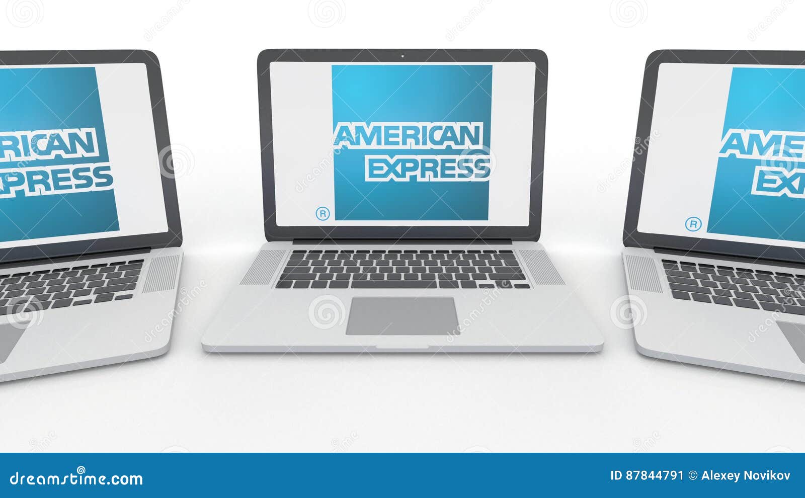 Notebooks with American Express Logo on the Screen. Computer Technology ...