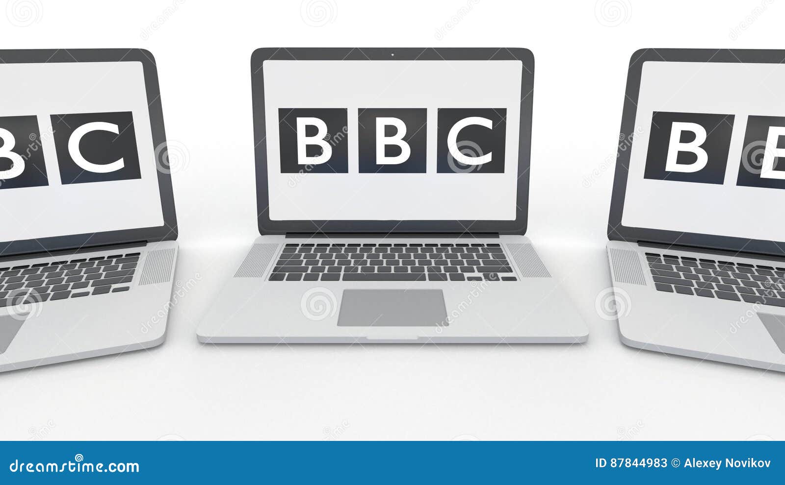 Notebooks with British Broadcasting Corporation BBC Logo on the Screen ...