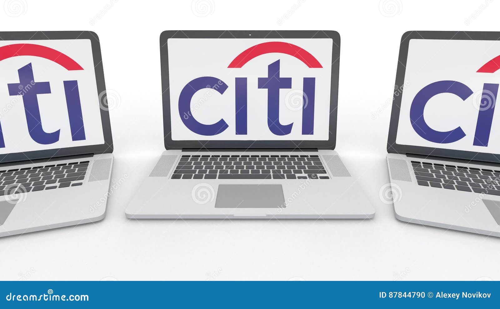 Notebooks with Citigroup Logo on the Screen. Computer Technology ...