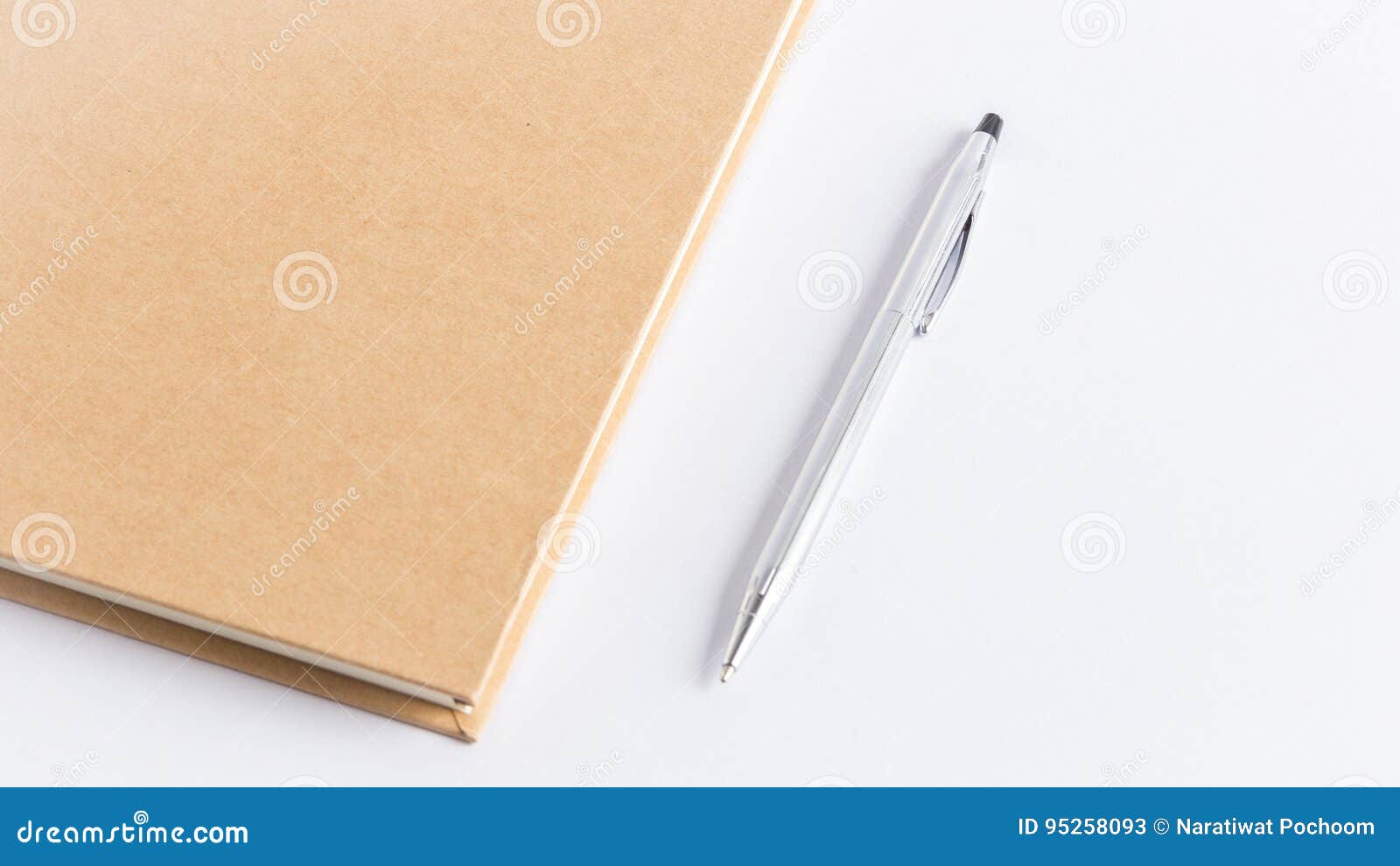 Notebooks Color Brown and Pen on White Background Stock Image - Image ...
