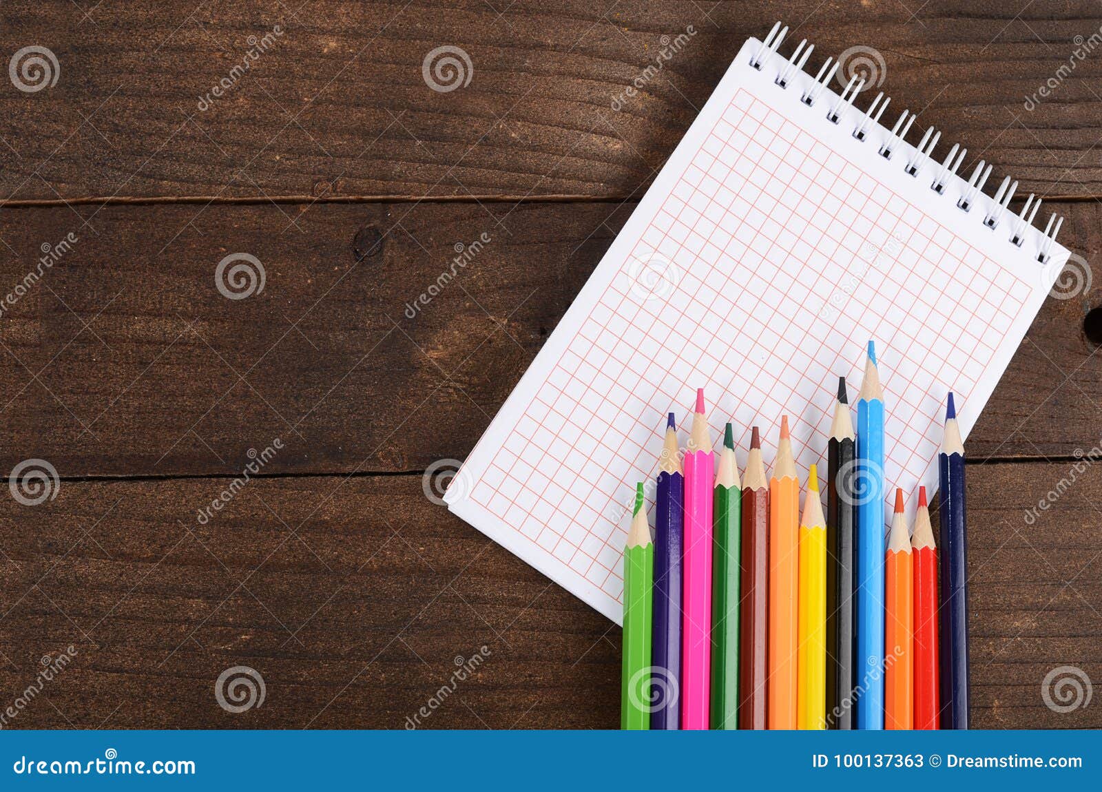 Notebooks and Colored Pencils Stock Image - Image of draw, sheet: 100137363