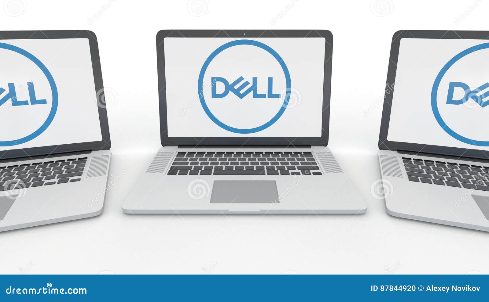 Notebooks with Dell Inc. Logo on the Screen. Computer Technology ...