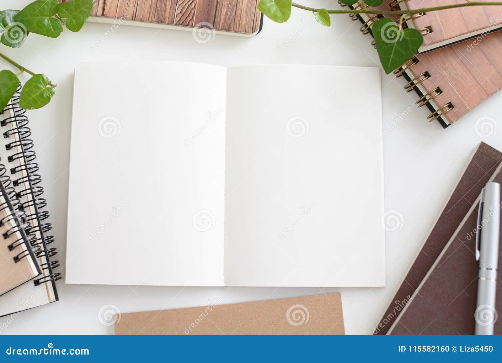 Notebooks on the desk stock photo. Image of classroom - 115582160
