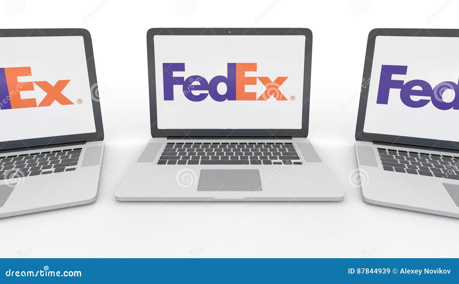 Notebooks with FedEx Logo on the Screen. Computer Technology Conceptual ...