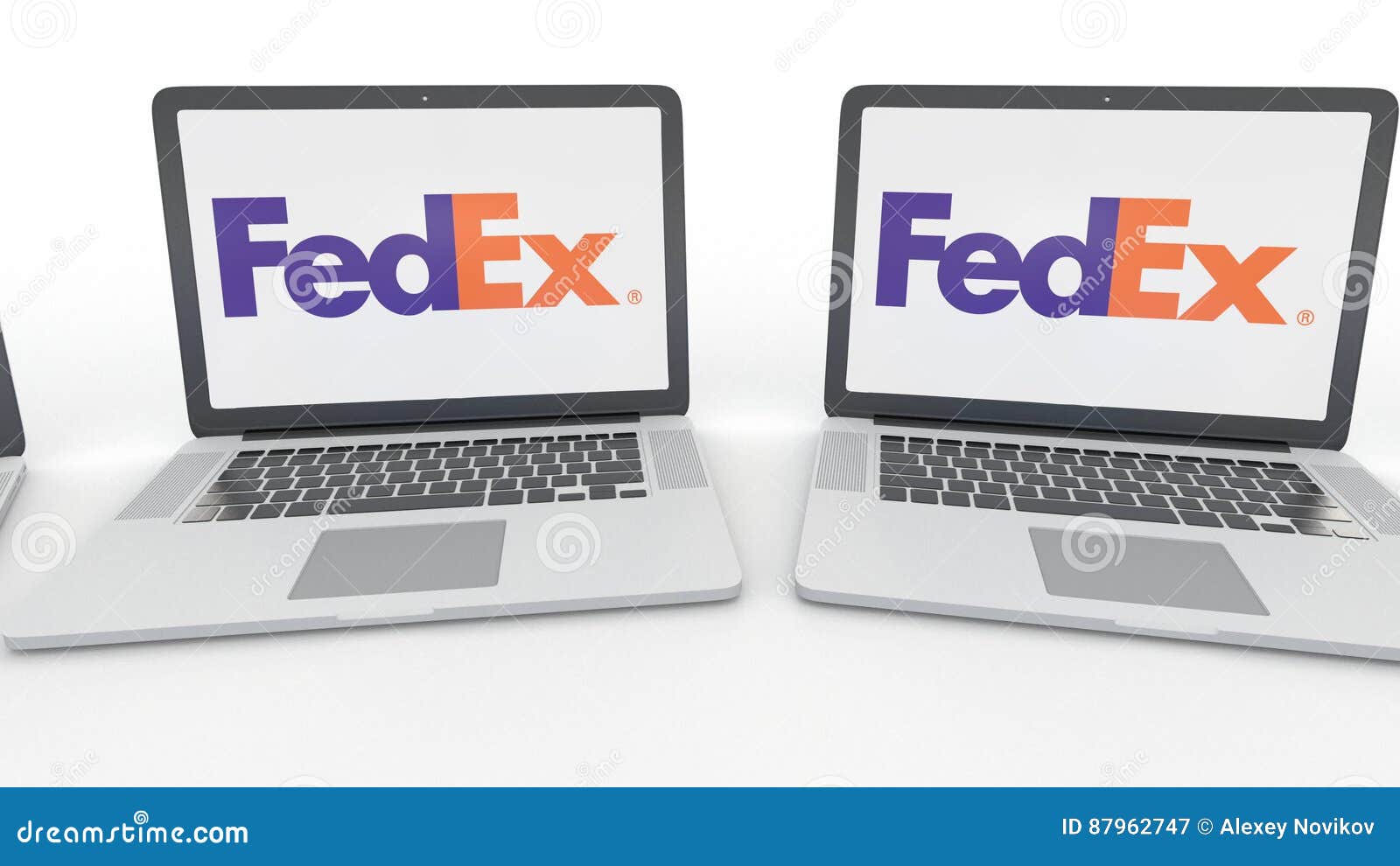 Notebooks with FedEx Logo on the Screen. Computer Technology Conceptual ...