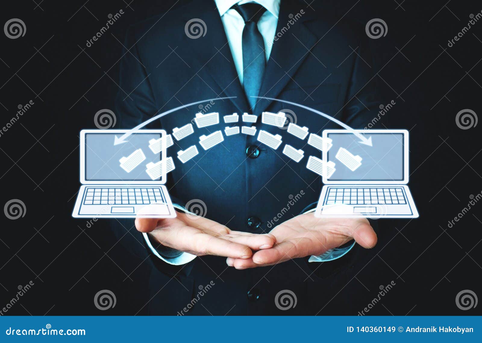 Notebooks File Transfer. Concept of Information Exchange Stock Image ...
