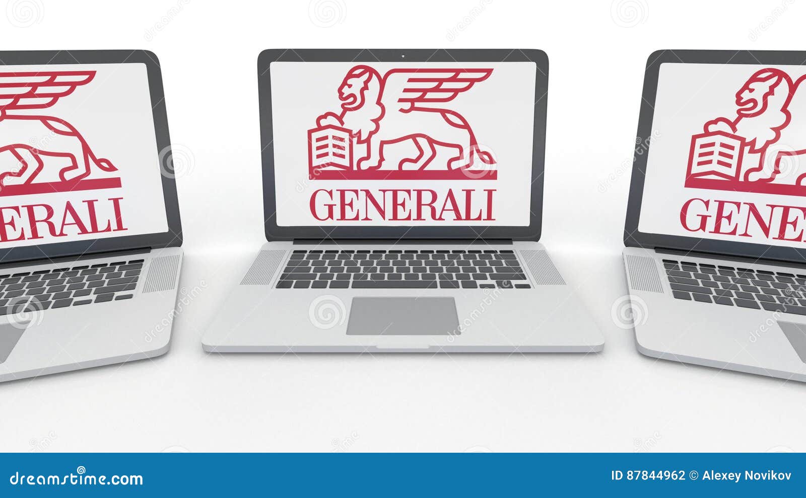 Notebooks with Generali Group Logo on the Screen. Computer Technology ...