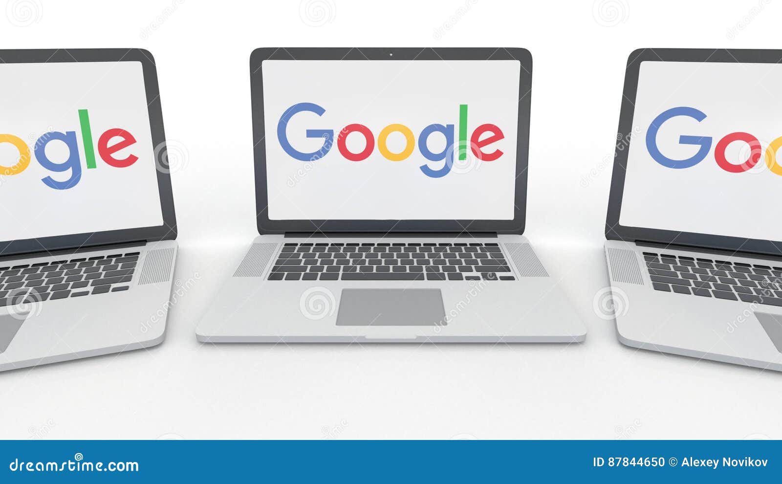 Notebooks with Google Logo on the Screen. Computer Technology ...