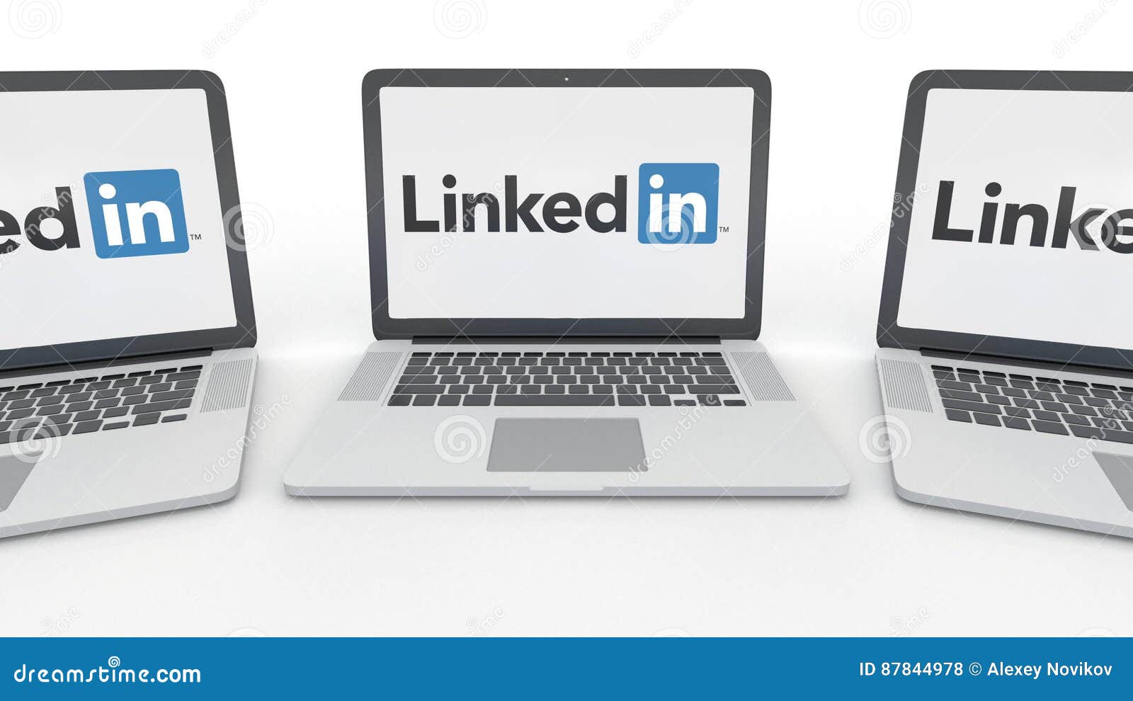 Notebooks with LinkedIn Logo on the Screen. Computer Technology ...