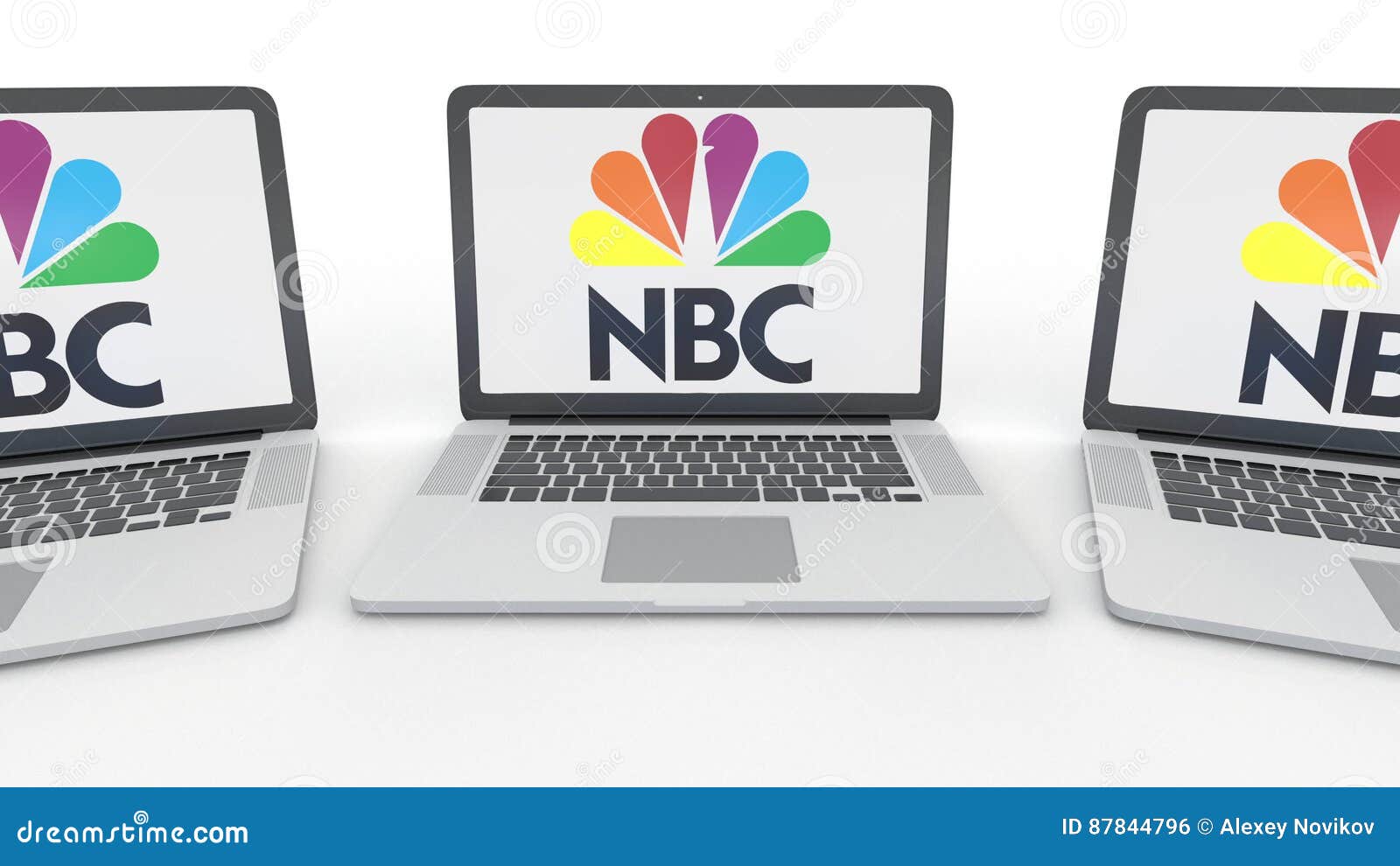 Notebooks with National Broadcasting Company NBC Logo on the Screen ...